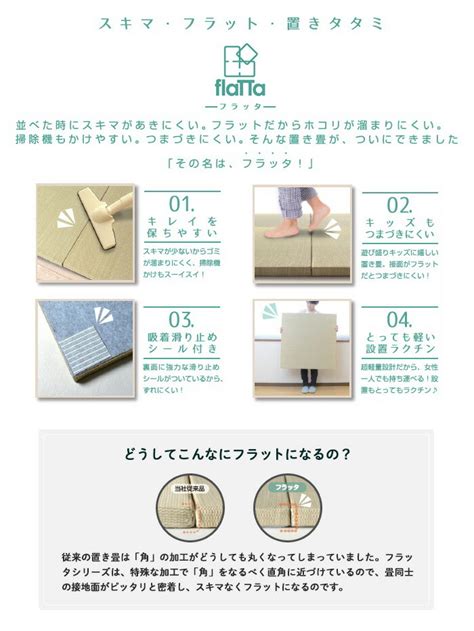 【楽天市場】【置き畳】hagihara い草ラグ 置き畳 フラッタ 四季 約82×82×15cm 約半畳 1枚入bl Gn Na Br