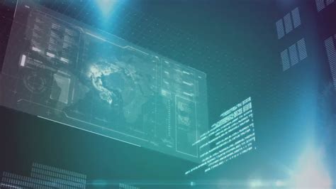 Animation Of Interface With Data Processing And Blue Spots Of Light Against Black Background