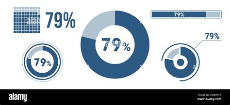 79 Percent Loading Data Icon Set Seventy Nine Circle Diagram Pie