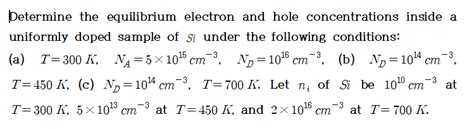Solved Determine The Equilibrium Electron And Hole