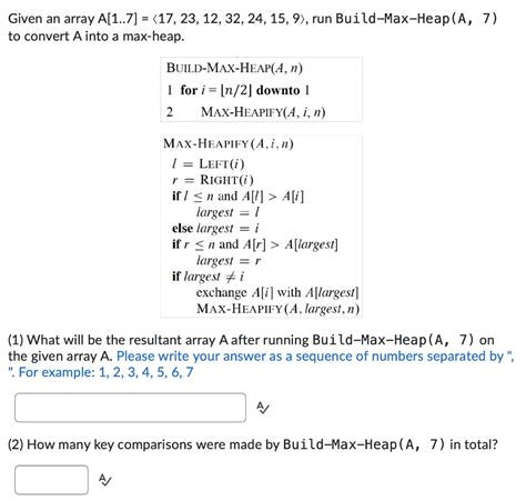 Given An Array A 1 7 17 23 12 32 24 15 9 Run Chegg