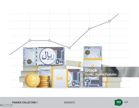 成長グラフ 500 サウジアラビア リヤル紙幣と硬貨の束フラット スタイルのベクトル図です金融と経済の概念の成長 サウジアラビアのベクター