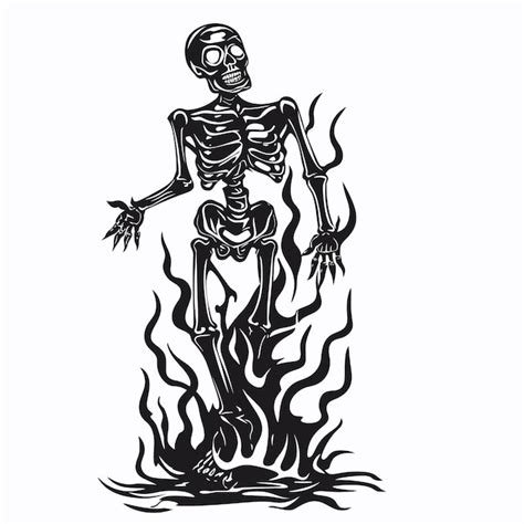 Premium Vector Flaming Skeleton Design