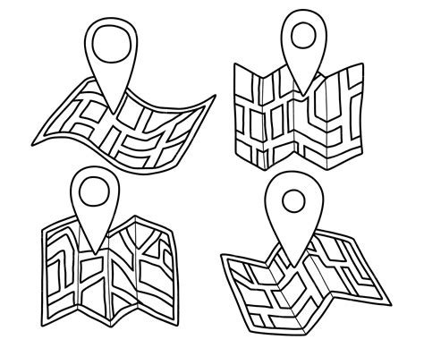 Doodle Ensemble De Carte Gps Mignon Icône De Carte Gps Doodle Icône De