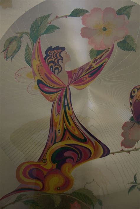 Vintage 1970s Michelle Emblem Original Foil Art Rose Nymph Signed