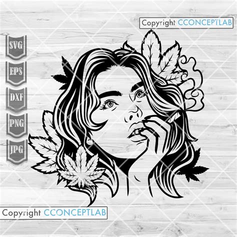 Girl Smoking Weed Svg Rasta Lady Clipart Dope Diva Cut File Kush