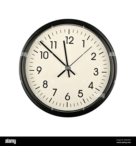 Close Up Black Wall Clock Face Dial With Arabic Numerals Hour Minute