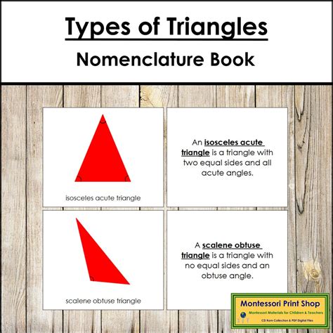 Types Of Triangles Nomenclature Book Geometry Printable Montessori Materials Digital