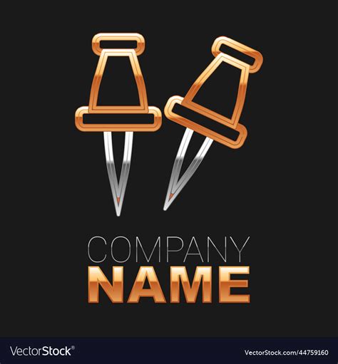 Line Push Pin Icon Isolated On Black Background Vector Image