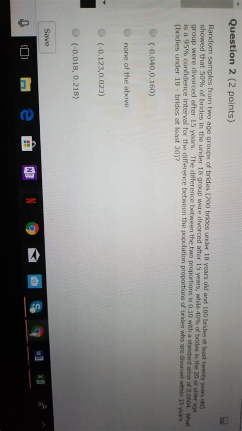 Solved Question 2 2 Points Random Samples From Two Age Chegg Com