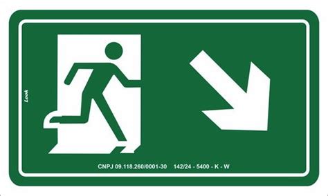 Placa Sinalização S6 Saída Emergência À Direita Descendo Ps Elo7