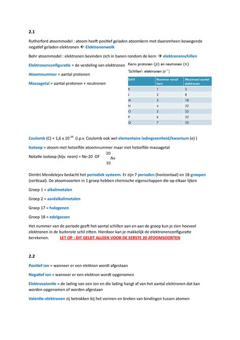 Scheikunde H2 Samenvatting 2 Rutherford Atoommodel Atoom Heeft