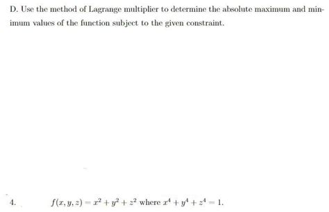 Answered D Use The Method Of Lagrange Bartleby