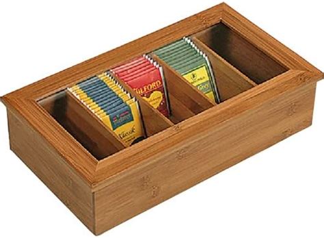 Kesper 50900 Tee Box aus Bambus mit 5 Fächern 36 x 20 x 9 cm Braun