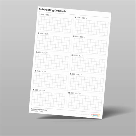 Ks2 Subtracting Decimals Arithmetic Test Resource Classroom Secrets