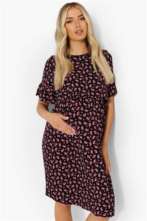 Maternity Ditsy Floral Nursing Smock Dress Boohoo Uk