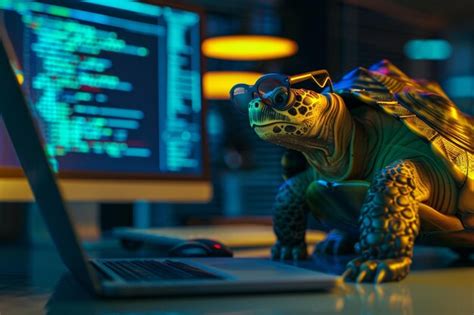 Premium Photo A Turtle Is Sitting On A Laptop Computer With A