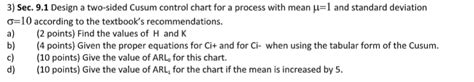 3 Sec 91 Design A Two Sided Cusum Control Chart