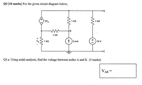 solved for the given circuit diagram below using nodal