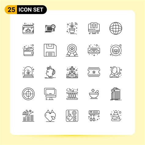 25 User Interface Line Pack Of Modern Signs And Symbols Of Media Player Internet Plant Back To
