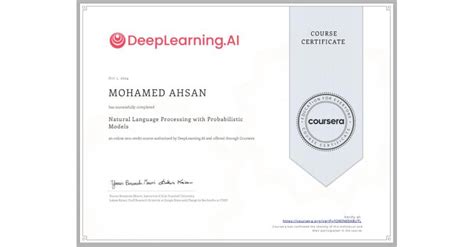 Mohamed Ahsan On Linkedin Completion Certificate For Natural Language