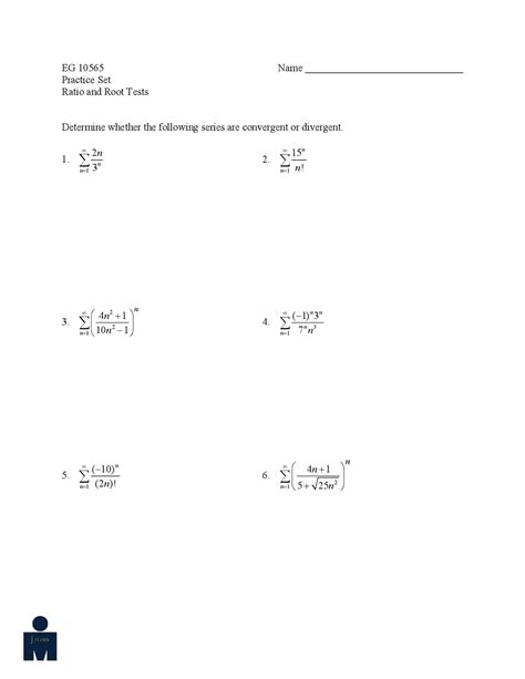Ratio And Root Test Calc 2 Exercises Calculus For Engineers Docsity