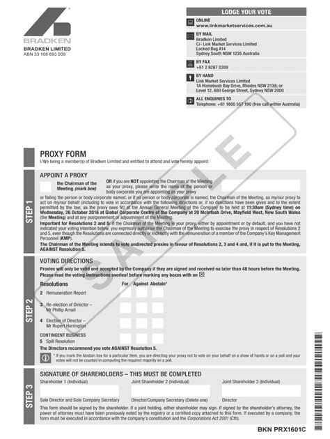 Fillable Online 2016 AGM Proxy Voting Form Template Fax Email Print PdfFiller