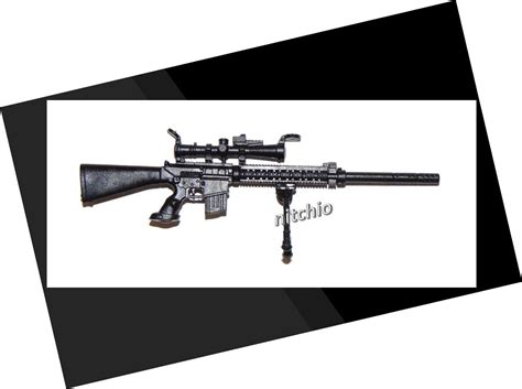 1 12 Scale Weapon Sopmod Sniper Rifle Scope Silencer Bipod And Clip Black 4596647332