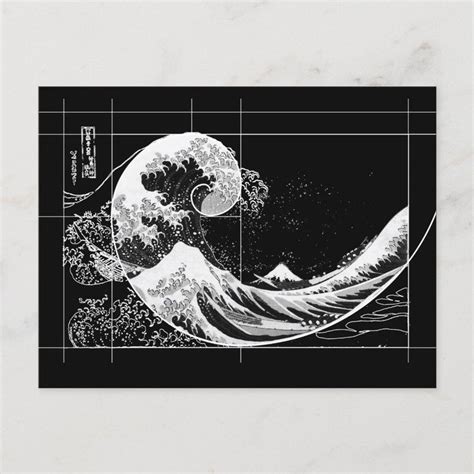 Hokusai Meets Fibonacci Black And White Card Zazzle Golden Ratio Hokusai Meets Fibonacci Black And White Card Zazzle Golden Ratio