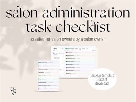 Salon Administration Tasks Checklist Clickup Etsy