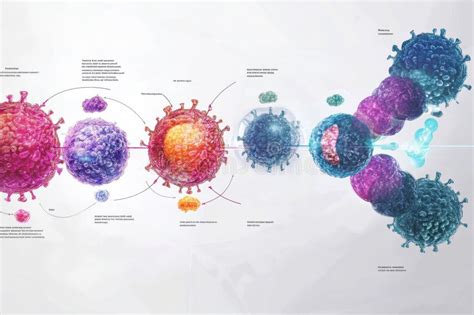 Illustrated Stages Of A Virus Lifecycle Showing Penetration