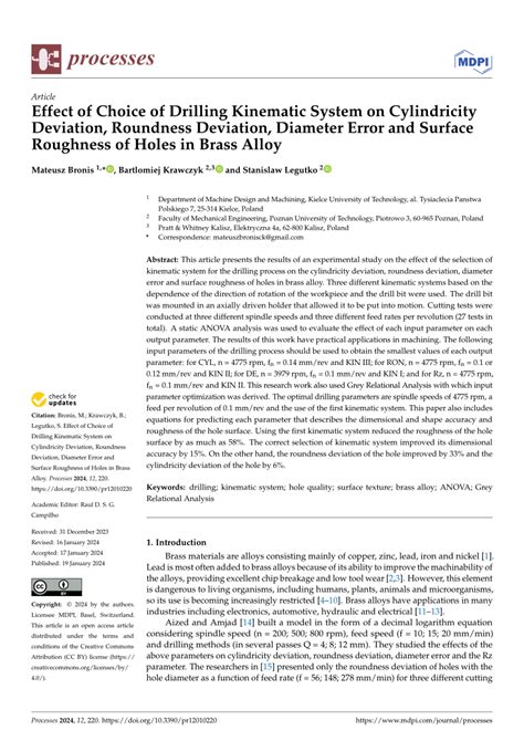 Pdf Effect Of Choice Of Drilling Kinematic System On Cylindricity Deviation Roundness