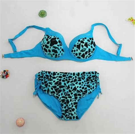 7xl Sexy Leopard Pattern Women Extra Large Size Bikini Push Up Swimsuit
