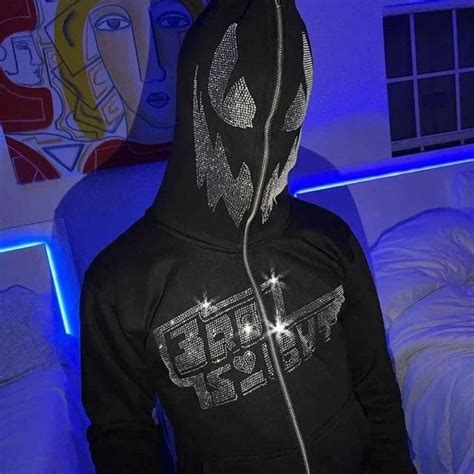 Wholesale Custom Full Face Zip Up Rhinestone Hoodies