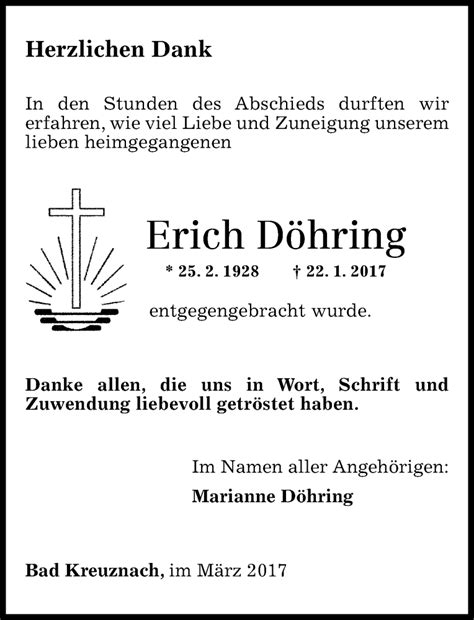 Traueranzeigen Von Erich Döhring Rz Trauer De