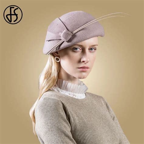 Fs Wool Fedora Women Hats Elegant Black Purple Pillbox Fascinator Felt