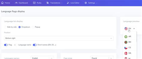 Language Switcher Setup From Dashboard