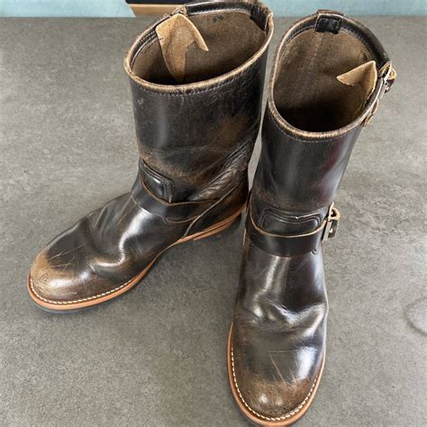 yahoo オークション red wing エンジニアブーツ pt91 茶芯 9d 90年代品