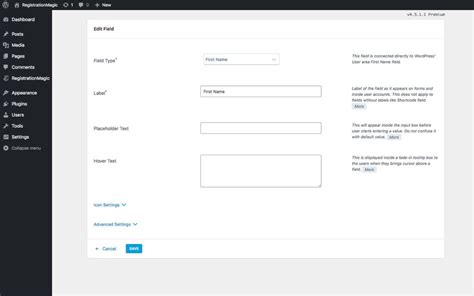 Edit Fields Registrationmagic