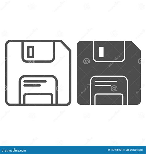 Klassieke Diskettelijn En Glyph Pictogram Opslag Van Het