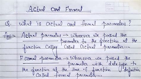What Are Actual Parameter And Formal Parameter In C Actual And Formal Parameters With Example