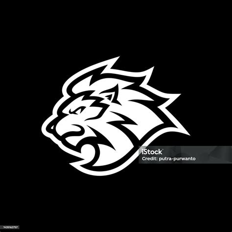 라이온 헤드 마스코트 로고 디자인 어두운 배경에 라이온 벡터 일러스트 레이 션 볼테르 인조에 대한 스톡 벡터 아트 및 기타 이미지 볼테르 인조 사자 갈기 Istock