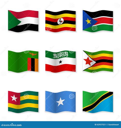 Waving Flags Of Different Countries Stock Vector Illustration Of