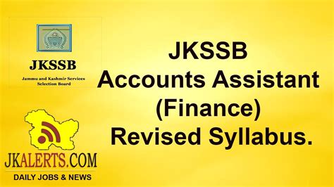 Jkssb Accounts Assistant Finance Revised Syllabus Jkssb Latest