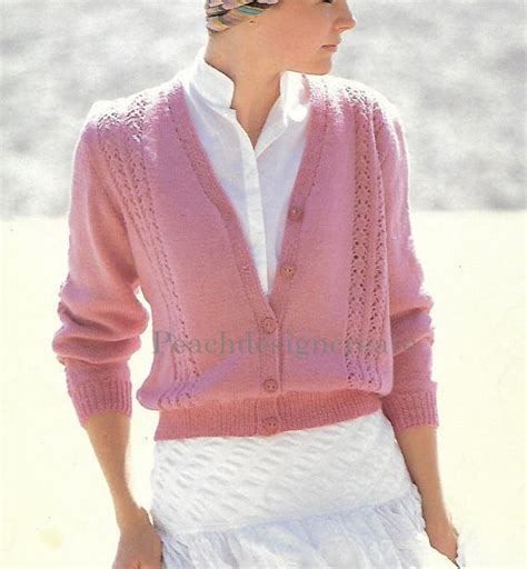 Knitting Pattern Womens Ladies Lace Knit Cardigan Sizes Etsy Uk