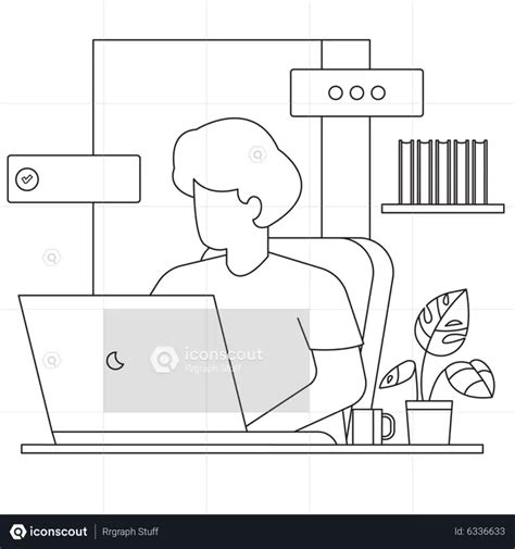 Best Premium Man Coder Working On Laptop Illustration Download In Png