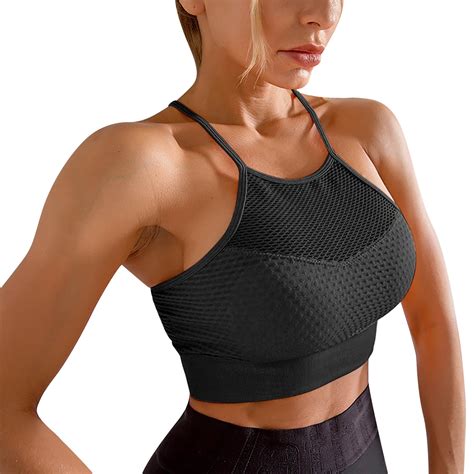 Durtebeua Womens Bras No Underwire Full Support Padded Workout Crop