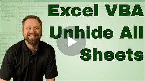 Excel Vba Macro Using A For Loop To Unhide All Sheets Youtube