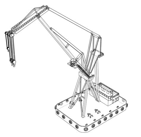 Floating Crane Vector Machine Sketch Concept Vector Machine Sketch