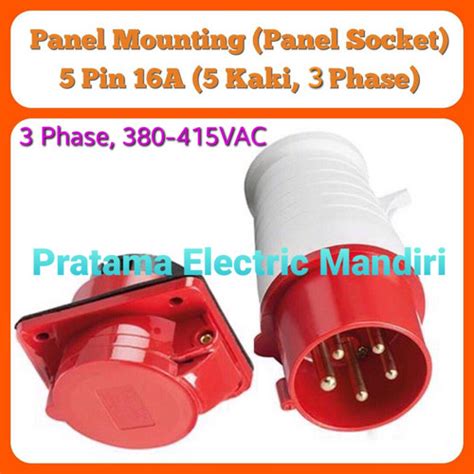 Jual Plug And Panel Mounting Socket 5 Pole 5 Pin 5p 16a Male Female Set